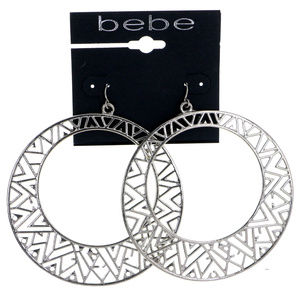 bebe | Jewelry | Bebe Large Antique Silver Hoop Earring Nwt Bbe35 ...
